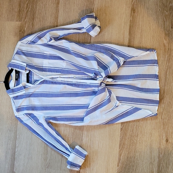 a.n.a | Tops | Ana Cotton Stripe Button Down Long Sleeve Shirt | Poshmark